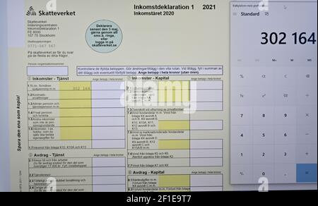 Swedish declaration form fore tax return year 2021 Stock Photo - Alamy