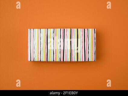 rectangular cardboard box on brown background, top view Stock Photo - Alamy