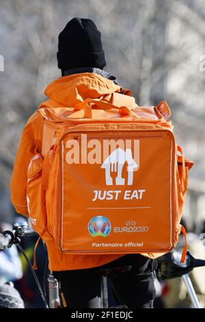 Paris, France, Food Delivery Person, man, Riding Electric Bicycles ...
