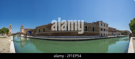 Panoramic view of the Entrance to the Arsenal, Venice, Italy Stock ...