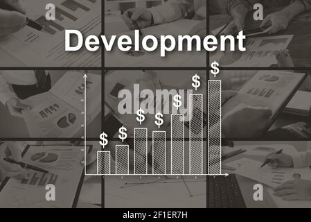 Development concept illustrated by pictures on background Stock Photo ...