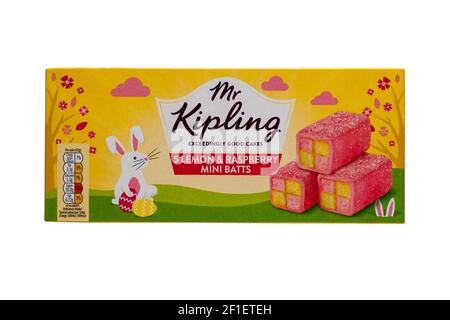 Mr Kipling Lemon & Raspberry Mini Batts isolated on white background ...