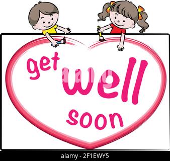 vector cartoon kids with get well soon card Stock Vector Image & Art ...