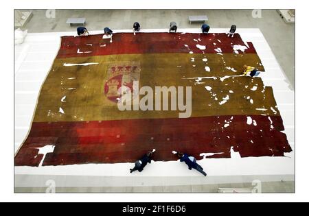 Huge Spanish flag captured by Nelson at the Battle of Trafalgar and ...