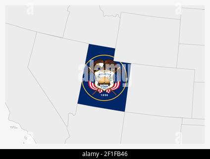 Map of USA with highlighted Utah map, gray map of US State Utah with ...