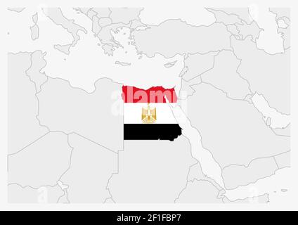 Map of Africa with highlighted Egypt map, gray map of Egypt with ...
