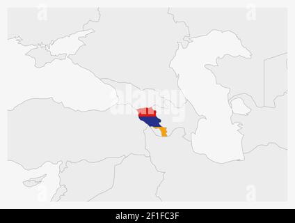Map of Europe with highlighted Armenia map, gray map of Armenia with ...