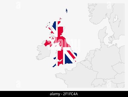 Map of Europe with highlighted England map, gray map of England with ...