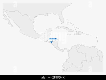Honduras map highlighted in Honduras flag colors and pin of country ...