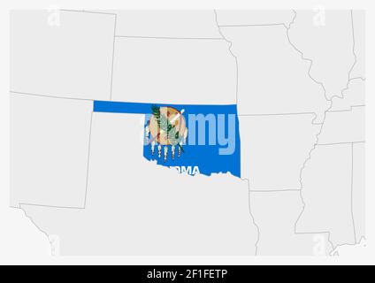 Map of USA with highlighted Oklahoma map, gray map of US State Oklahoma ...