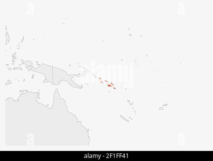 Map of Oceania with highlighted Solomon Islands map, gray map of Solomon Islands with ...