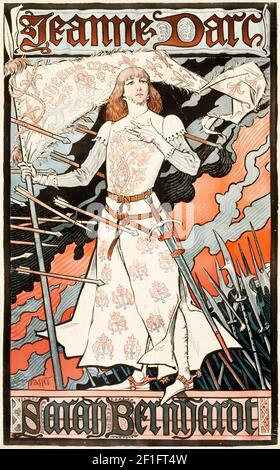 Vintage theatre Poster: Jeanne d'Arc by Sarah Bernhardt. Vintage Art ...