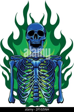 vector illustration of skeleton in flame design Stock Vector Image ...