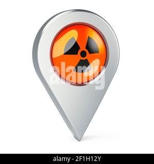 Map marker with radiation symbol on a white background Stock Photo - Alamy