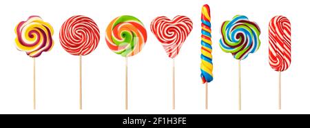 Set of colorful lollipops on colored background. Summer concept. Party ...