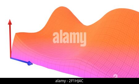 Colorful 3d surface dimentional graph of a mathematical function Stock ...