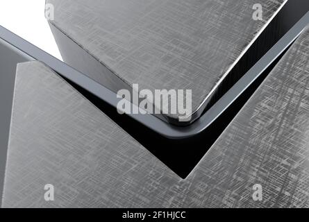 Bending metal sheet by sheet bending machine 3d render Stock Photo - Alamy