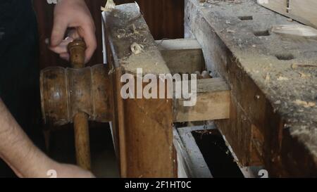 antique wooden vice Stock Photo - Alamy