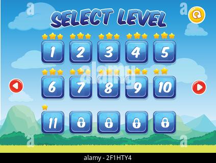 Colorful level selection screen for user interface game design on ...