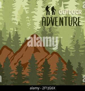 camping trip, outdoor adventure, hiking. Set of tourism equipment ...