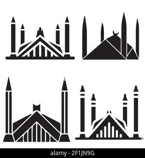 Faisal Mosque, islamabad, pakistan, Faisal Masjid fully editable vector ...