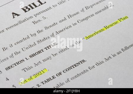 American Rescue Plan Financial stimulus bill USA on Global pandemic ...