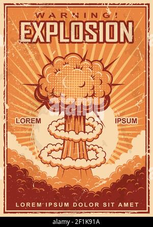 Vintage explosion poster on a grunge background Stock Vector Image ...