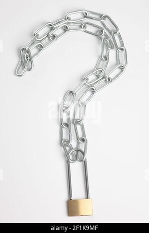 Question mark from iron chain with lock Stock Photo - Alamy