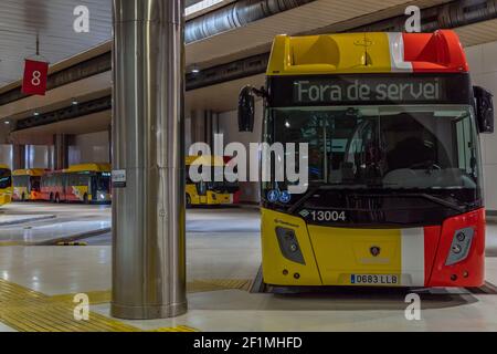 TIB buses in the balearic islands of menorca spain Stock Photo - Alamy