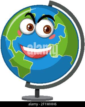 Planet globe emoji mood and expression set vector. Earth sphere collection face with glasses and ...
