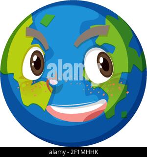 Planet globe emoji mood and expression set vector. Earth sphere collection face with glasses and ...