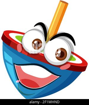 Spinning top cartoon character with facial expression illustration ...