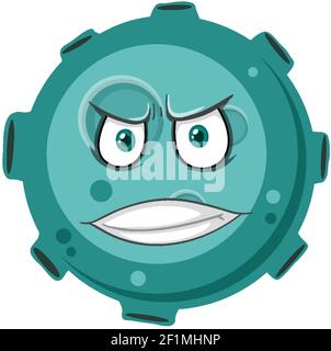 Asteroid cartoon character with angry face expression on white ...