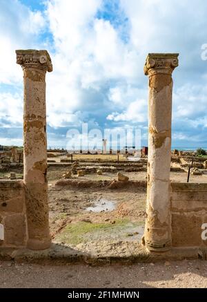 Ruins in Paphos Archaeological Park in Paphos city, Cyprus island ...