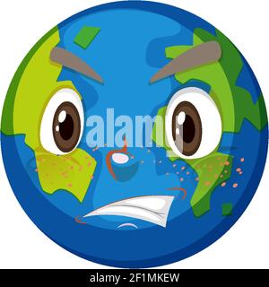 Planet globe emoji mood and expression set vector. Earth sphere collection face with glasses and ...