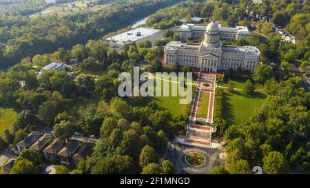 Aerial View Isolated on the State Capital City Downtown Frankfort ...