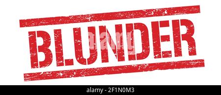 BLUNDER text on red grungy rectangle stamp sign Stock Photo - Alamy