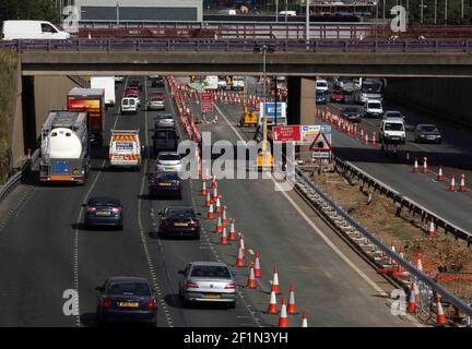 Motorway maintanence, road works on the M25 motorway junction 25 pic ...
