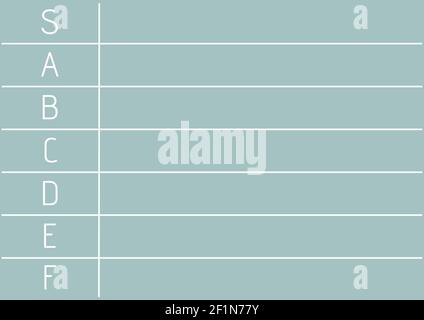 Alphabet letters text over score table with black lines on white ...