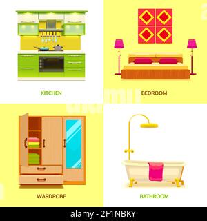 Four elements in cartoon style. Fire, Water, Air and Earth Stock Vector ...