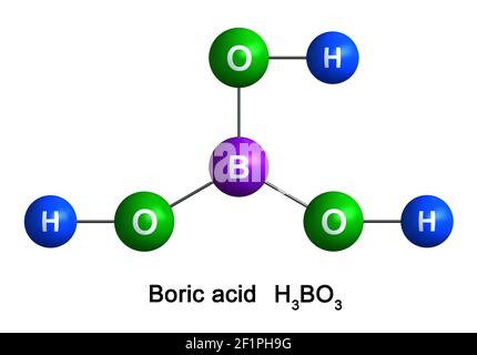 Boric acid molecule, chemical structure. Boric acid acts as an ...