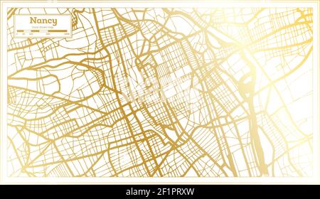 Nancy France City Map in Retro Style. Outline Map. Vector Illustration ...