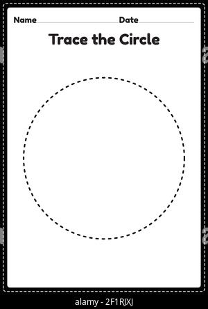 Trace the circle worksheet for kindergarten and preschoolers kids for ...