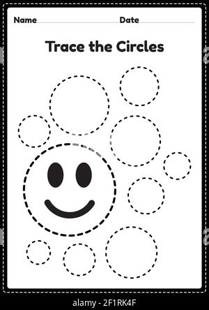 Trace the circle worksheet for kindergarten and preschoolers kids for ...