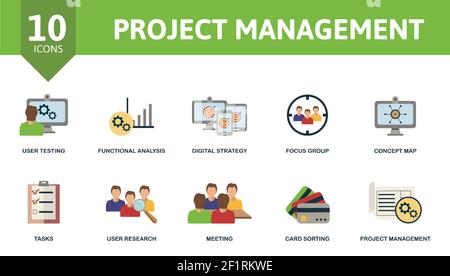 Project Control icon set. Contains editable icons project management ...