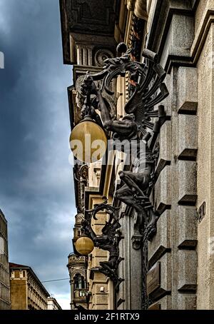 Italy Piedmont Turin - Bestiary (dragon) on a building in the city ...