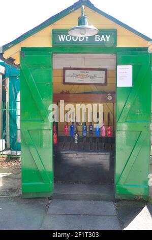 Signal box levers at Woody Bay Station, The Lynton & Barnstaple Railway ...