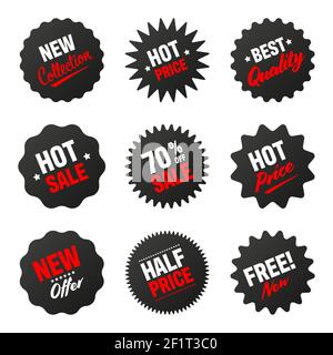 Realistic red tilted price tags collection. Special offer or shopping ...