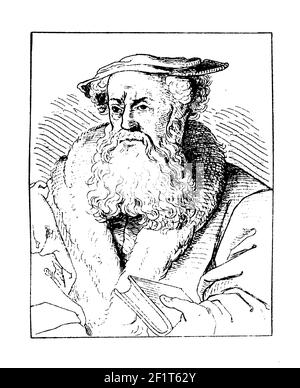 Portrait of the Zurich reformer Heinrich Bullinger, 1591, oil on panel ...