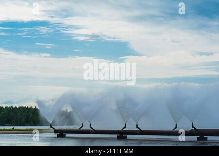 Spray ponds pools for cooling water in nuclear and electro power plant ...
